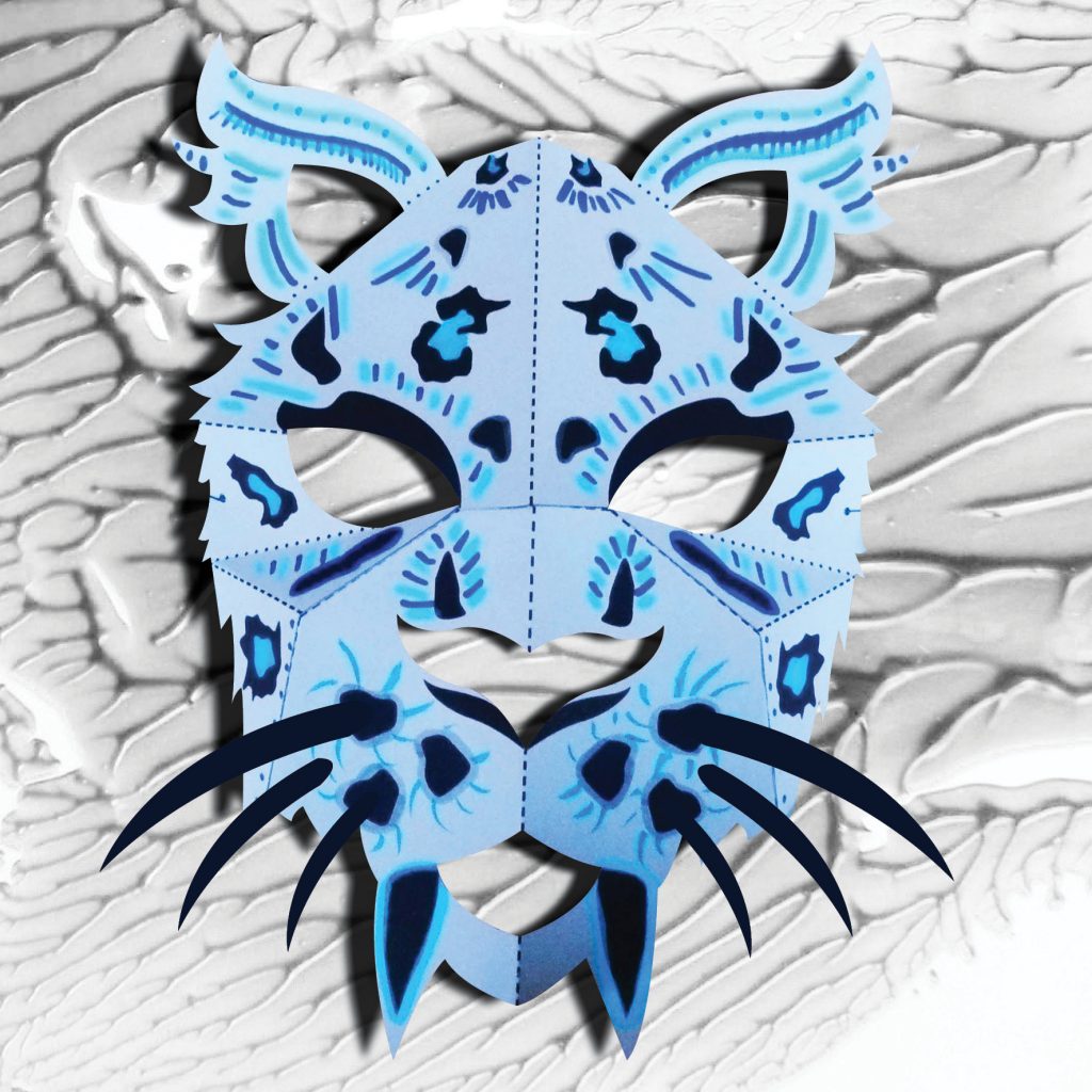 Masque de panthère des neiges 3D à imprimer et à fabriquer soi-même